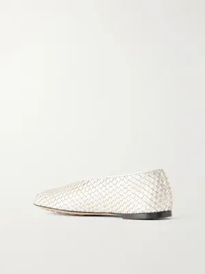Bottega Veneta Rosa Intrecciato Metallic-leather Ballet Flats