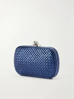 Bottega Veneta Knot Intrecciato Metallic Leather Clutch