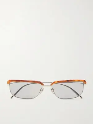 Prada Square-frame Silver-tone Titanium And Tortoiseshell Acetate Sunglasses - Black