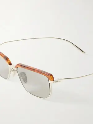 Prada Square-frame Silver-tone Titanium And Tortoiseshell Acetate Sunglasses