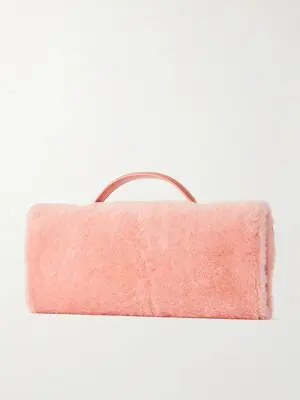 Bottega Veneta Andiamo Intrecciato Leather-trimmed Shearling Clutch