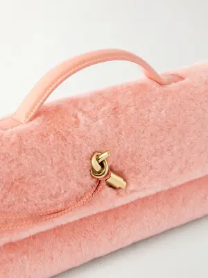Bottega Veneta Andiamo Intrecciato Leather-trimmed Shearling Clutch