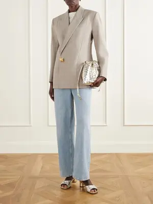 Bottega Veneta Dustbag Small Intrecciato Metallic Leather Pouch