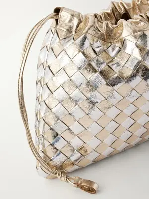 Bottega Veneta Dustbag Small Intrecciato Metallic Leather Pouch