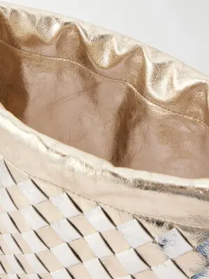 Bottega Veneta Dustbag Small Intrecciato Metallic Leather Pouch