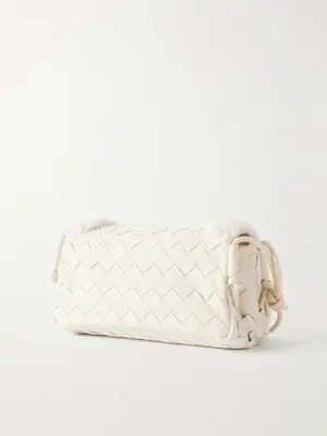 Bottega Veneta Notturno Intrecciato Shearling-trimmed Suede Shoulder Bag