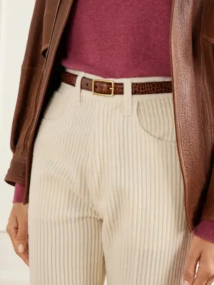 Anderson's Skinny Croc-effect Leather Belt