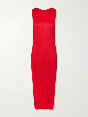 Issey Miyake Plissé Maxi Dress - Red