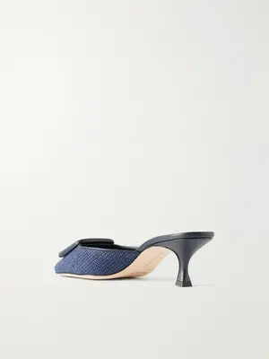 Manolo Blahnik Maysalebi 55 Leather-trimmed Raffia Pumps