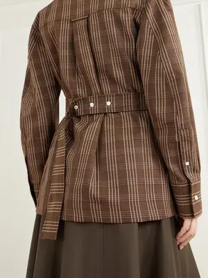 AMI Paris Belt-detailed Checked Wool Shirt