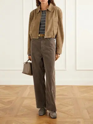 AeydĒ Jasper Bow-detailed Shearling-trimmed Suede Loafers