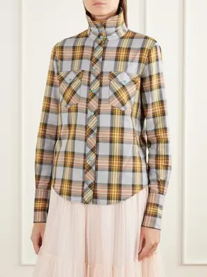 Chloé Checked Cotton-blend Twill Shirt