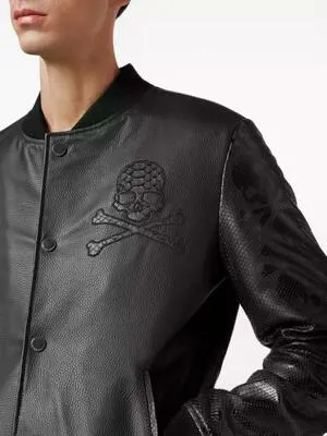 Philipp Plein Python-panelled Nappa-leather Bomber Jacket - Black