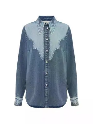 ALEMAIS Jesse Denim Appliqué Shirt - Blue