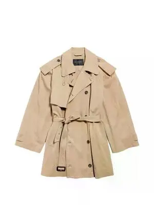 Balenciaga Cropped Double-breasted Trench Coat - Neutrals