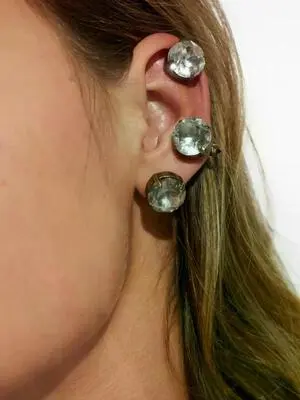 Balenciaga Gala Earrings Set In Dark / Crystal - Gold