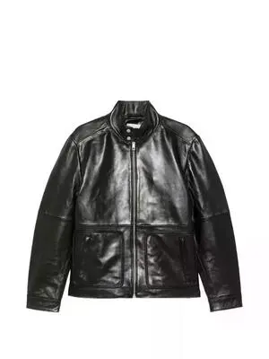Calvin Klein Leather Zip Jacket - Black