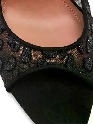 Amina Muaddi Alexa Mesh Slipper 95 Glitter Leopard Mesh And Suede