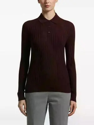 Peserico Ribbed-knit Polo-collar Sweater - Red