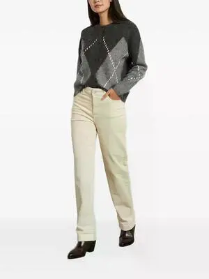 Maison123 Alpha Argyle-knit Cardigan - Grey