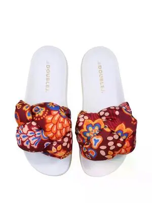 La DoubleJ Braided Floral-print Sandals