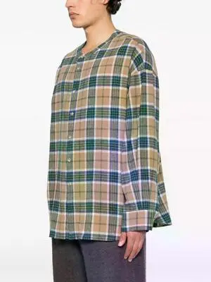EPL Plaid-check Collarless Shirt