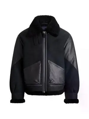 Ralph Lauren Purple Label Lutton Shearling-trim Leather Jacket - Blue