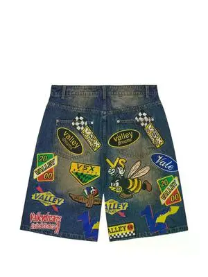 VALE FOREVER Passport Logo-patch Denim Shorts