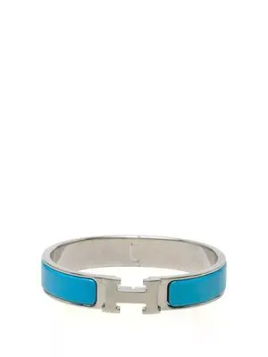 Hermès 2012 Narrow Enamel Clic H Bracelet - Silver
