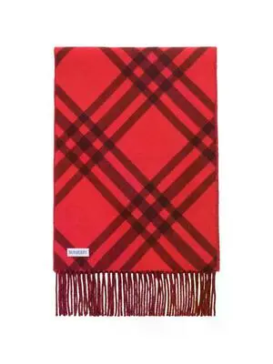 Burberry Check Cashmere Scarf - Red