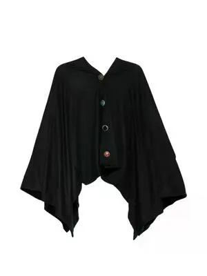 Junya Watanabe Mismatched-button Asymmetric Cape - Black