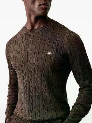 Gant Cable-knit Embroidered-logo Sweater
