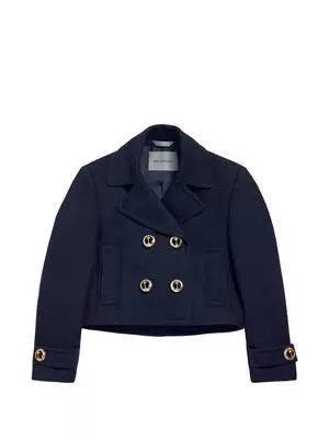 Balenciaga Cropped Peacoat In Navy