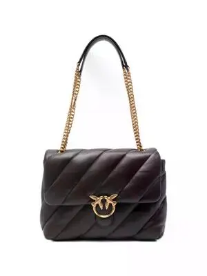Pinko Maxi Love Birds Quilted Leather Shoulder Bag - Brown