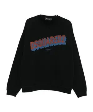 Dsquared2 Relax Fit Tactile Logo Crewneck Sweatshirt - Black