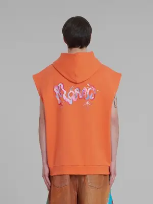 Marni Sleeveless Cotton Hoodie With Logo Print