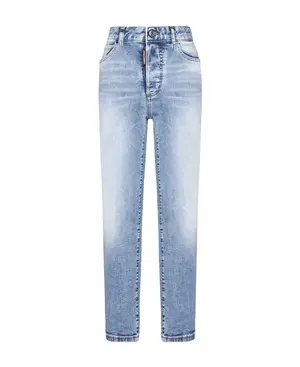 Dsquared2 Logo Patch Straight Leg Jeans - Blue