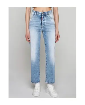 Dsquared2 Logo Patch Straight Leg Jeans