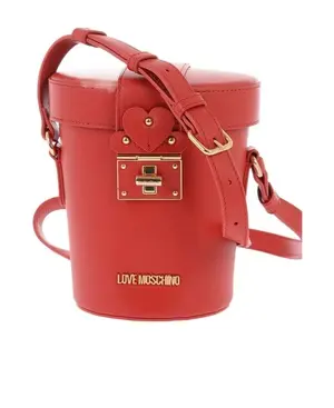Moschino Logo-plaque Leather Bucket Bag - Red