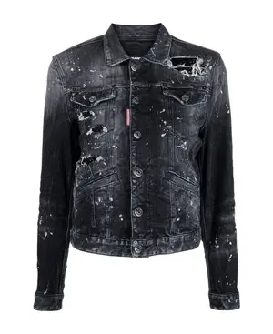 Dsquared2 Distressed Button-up Denim Jacket - Black
