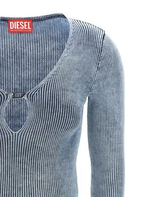 DIESEL® M-teri Logo Plaque Cut-out Ribbed Top