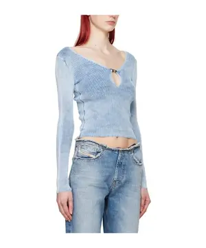 DIESEL® M-teri Logo Plaque Cut-out Ribbed Top