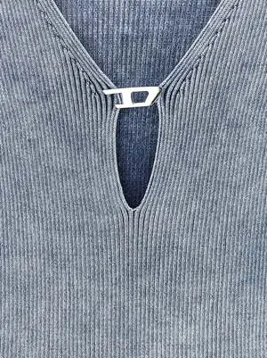 DIESEL® M-teri Logo Plaque Cut-out Ribbed Top