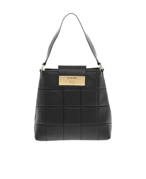 Moschino Logo-plaque Quilted Shoulder Bag - Black