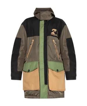 Dsquared2 Logo Printed Panelled Hooded Parka - Black