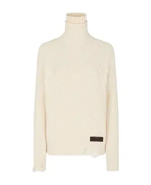 Dsquared2 Distressed Roll-neck Jumper - White