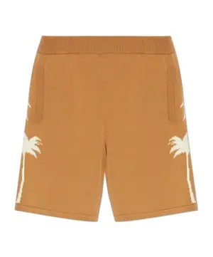 Palm Angels Palm Tree Intarsia Knitted Shorts - Brown