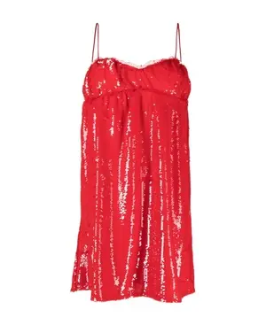 GANNI Sequin Embellished Mini Dress - Red