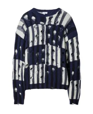 Off-White Shibori Distressed Crewneck Long-sleeved Jumper - Black