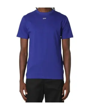 Off-White Logo Embroidered Crewneck T-shirt - Blue